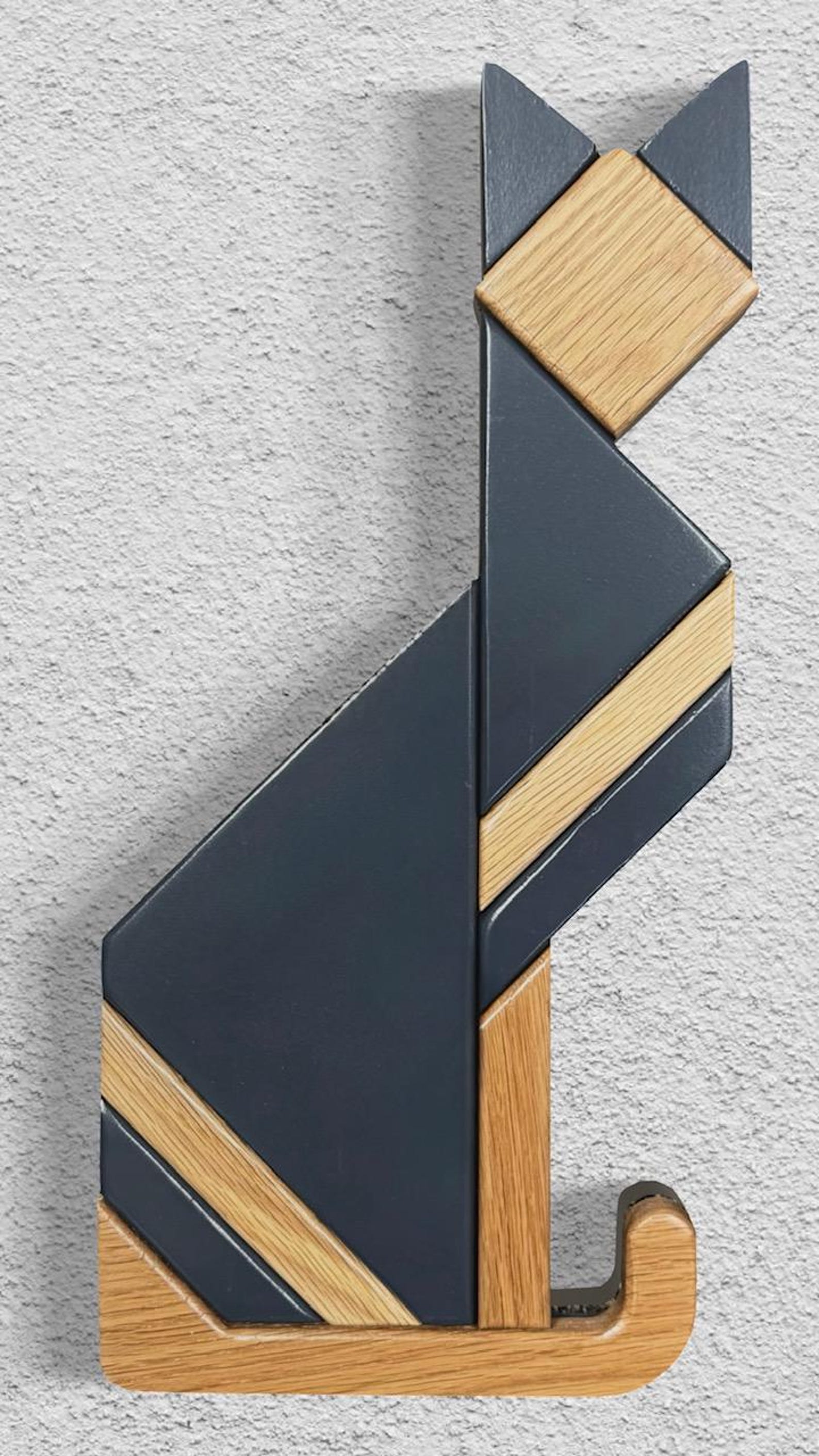 Geocat - Medium - Geometric Wood Cat - Wall Art - Choice of Colors ...