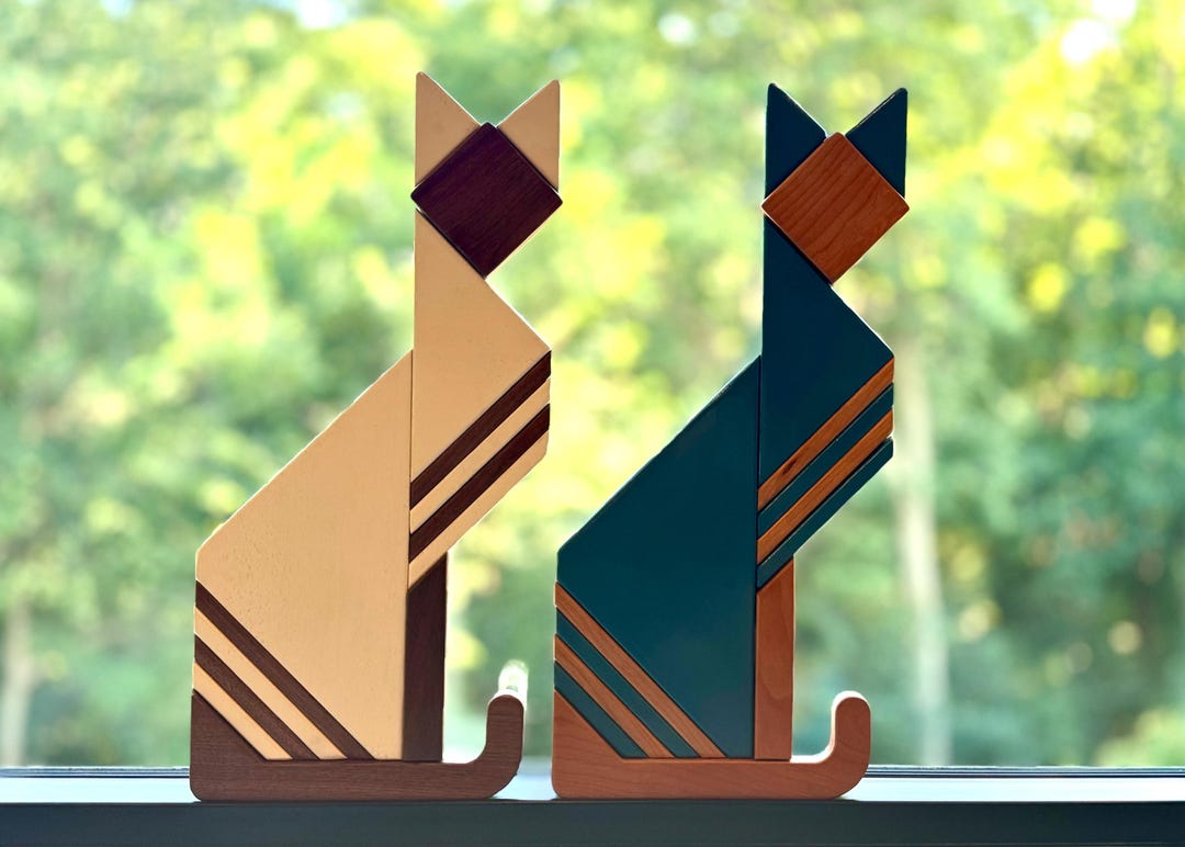 Geocat - Large- Geometric Wood Cat - Wall Art - Choice of Colors - Etsy