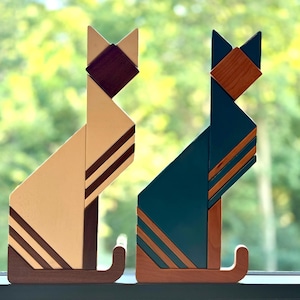 Geocat - Large- Geometric Wood Cat - Wall Art - Choice of Colors - Etsy