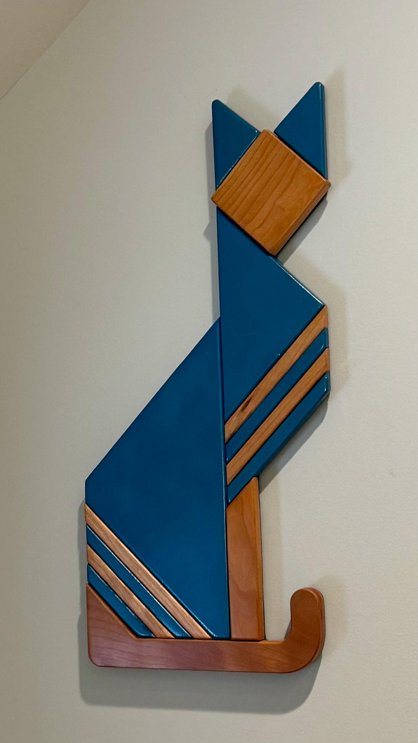 Geocat - Large- Geometric Wood Cat - Wall Art - Choice of Colors - Etsy UK