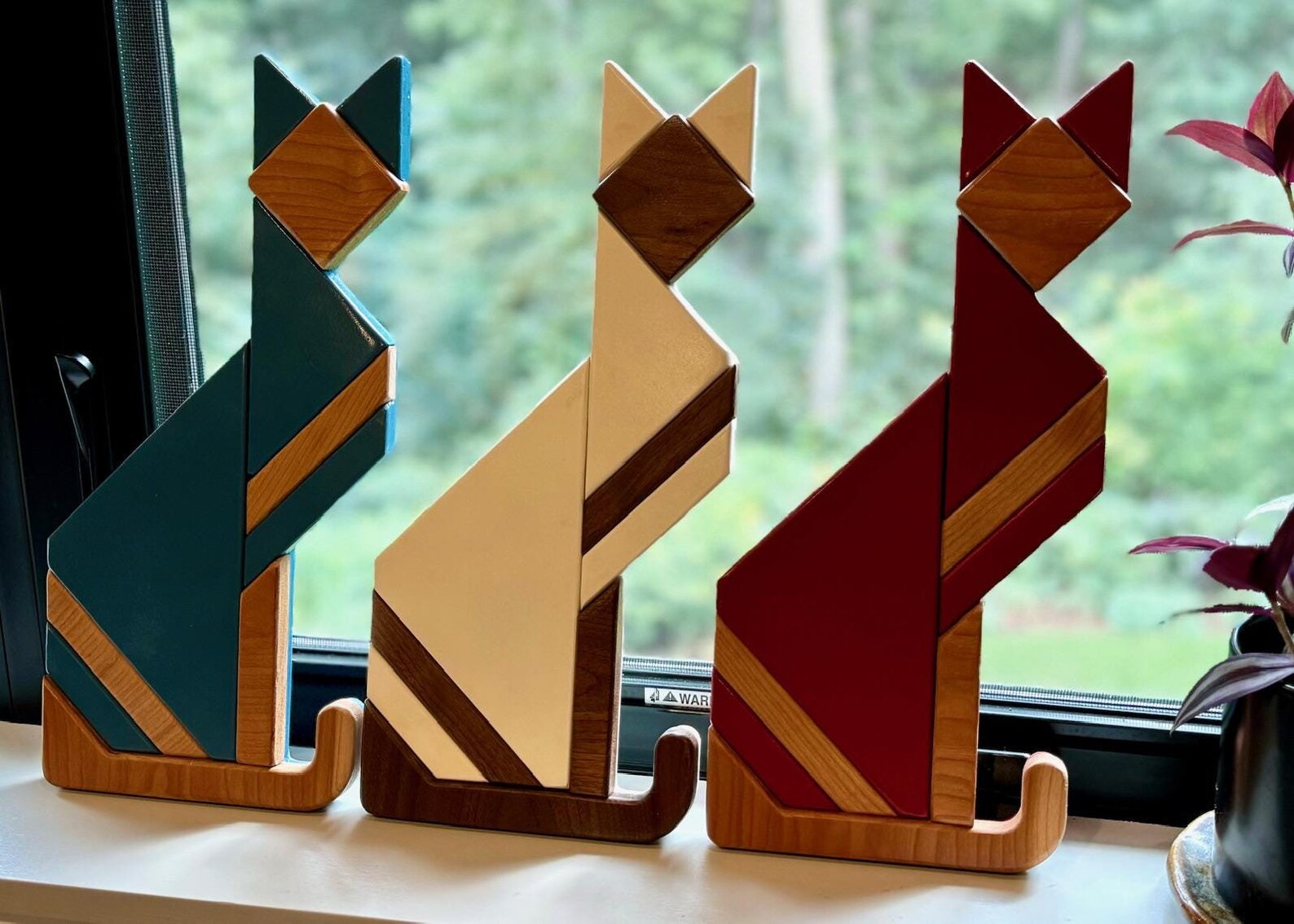 Geocat - Medium - Geometric Wood Cat - Wall Art - Choice of Colors - Etsy