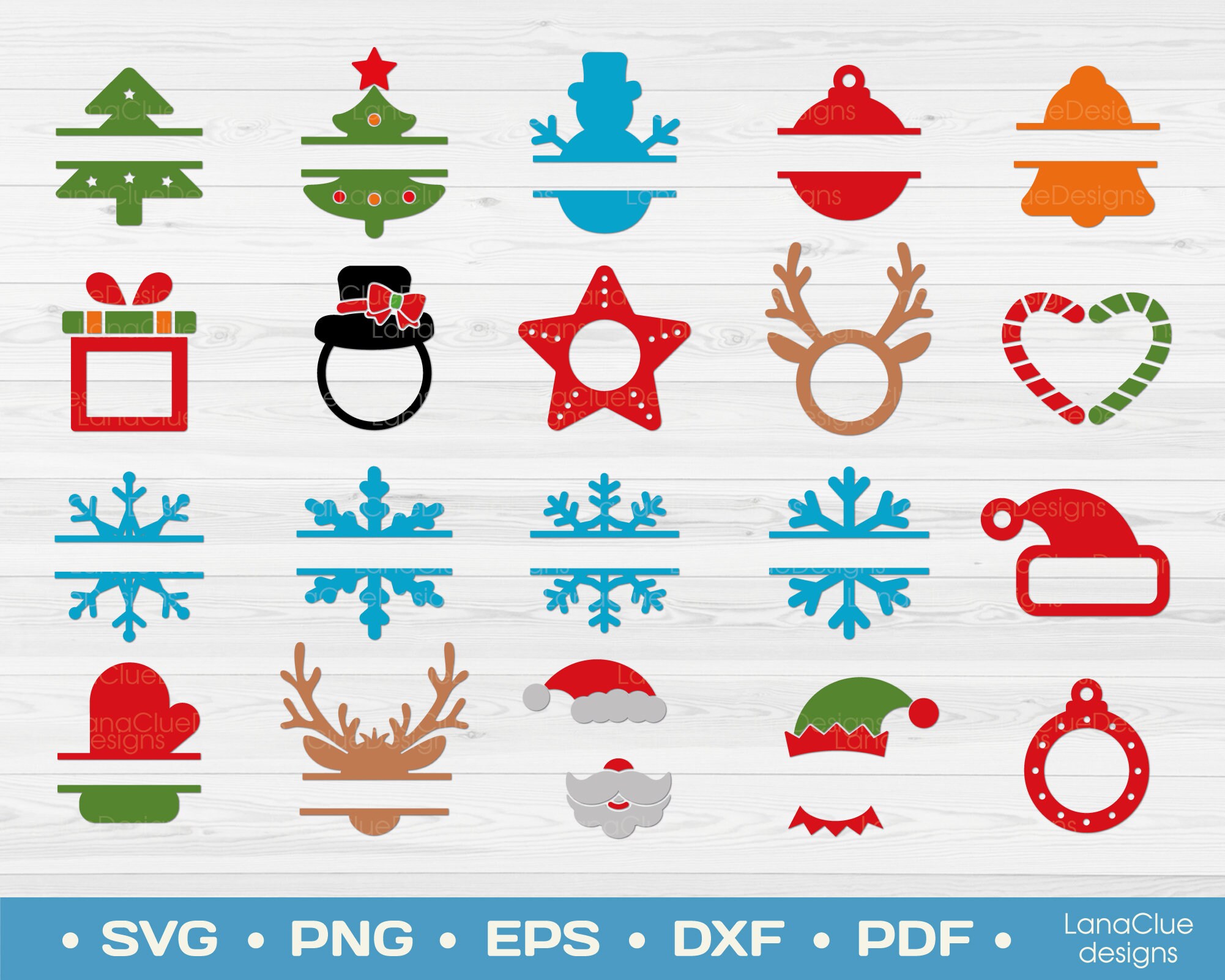 20 Christmas Monogram Frames Bundle SVG Split Name Frame Svg | Etsy