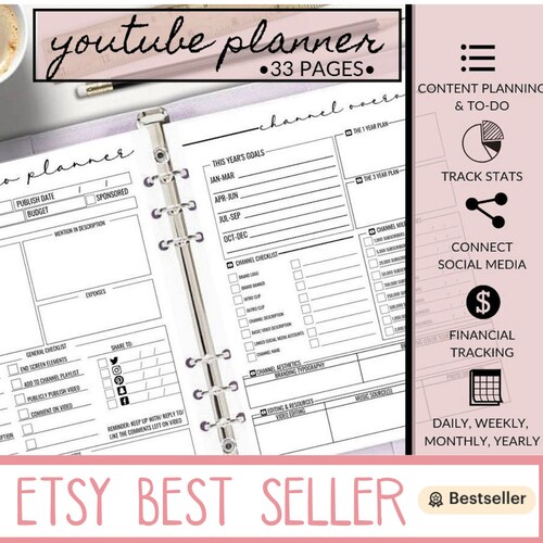 Youtube Video Planner Youtube Channel Planner Social Media | Etsy