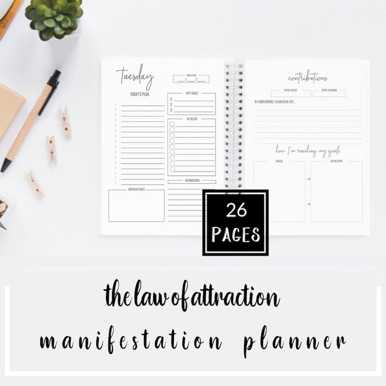 Law Of Attraction Journal Manifest Planner Goal Planner Etsy