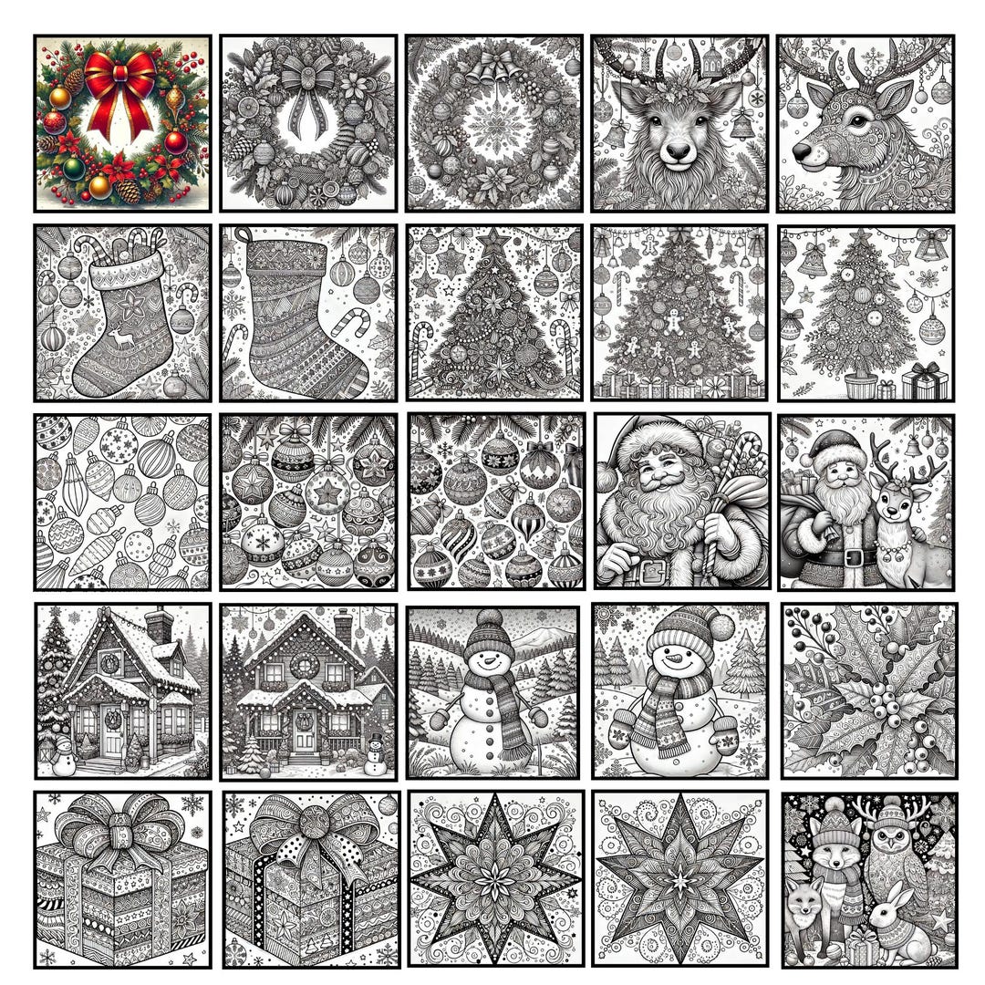 Christmas Coloring Book, Holiday Coloring Book, Winter Coloring Pages ...