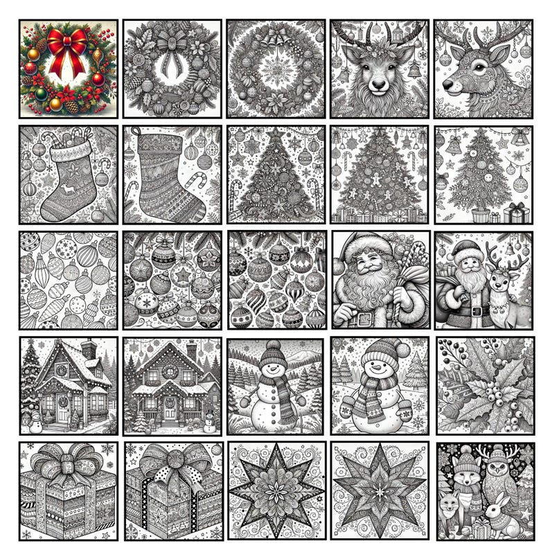 Christmas Coloring Book, Holiday Coloring Book, Winter Coloring Pages ...