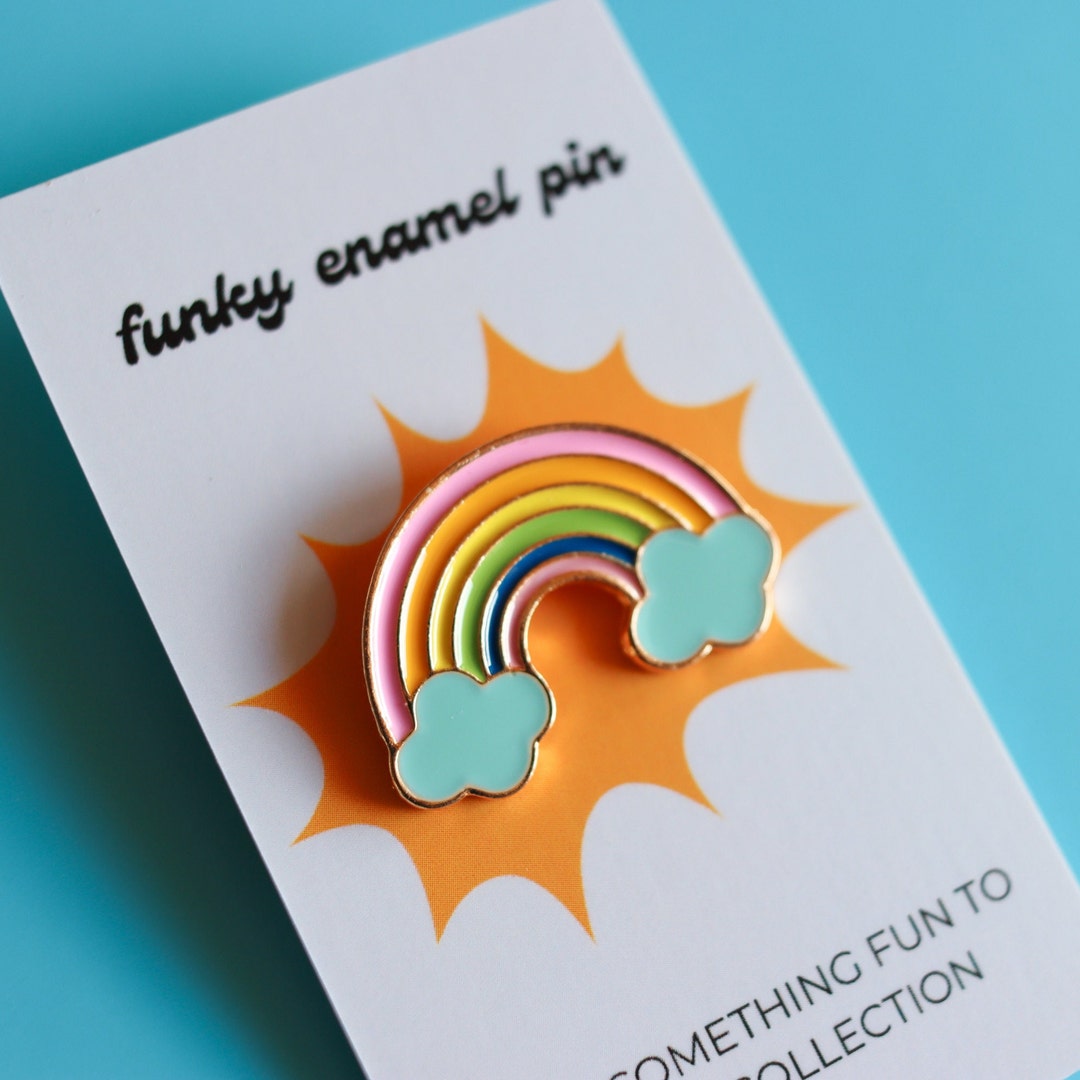 Retro Rainbow Funky Enamel Pin | Sunshine, Rainbows and Blue Skies ...