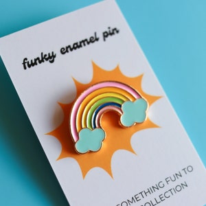 Retro Rainbow Funky Enamel Pin | Sunshine, Rainbows and Blue Skies ...