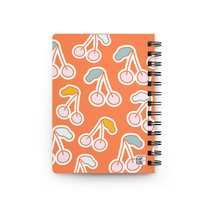 Coral Retro Cherry Print Spiral Bound Notebook | Colorful Manifestation ...