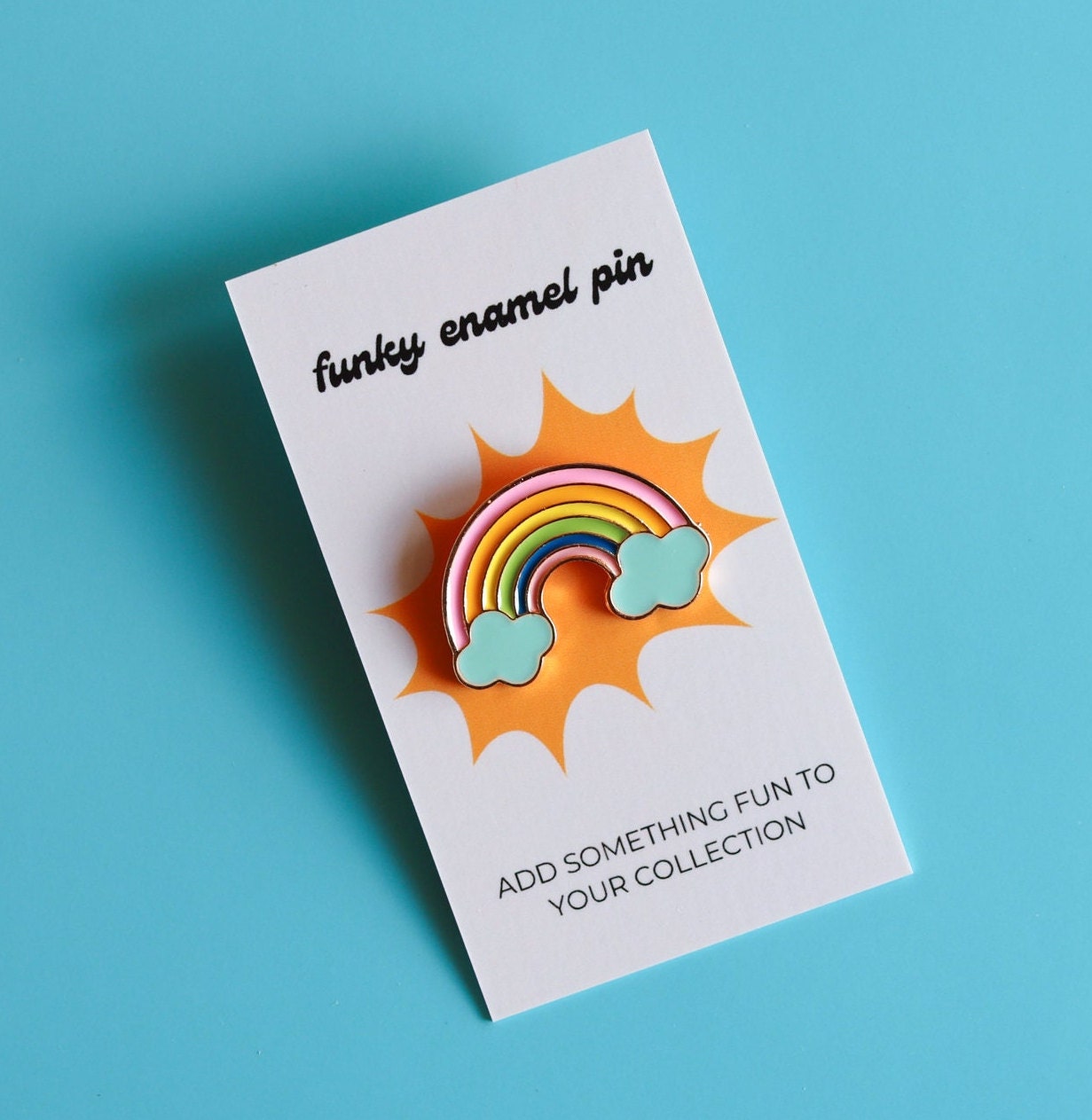Retro Rainbow Funky Enamel Pin | Sunshine, Rainbows and Blue Skies ...