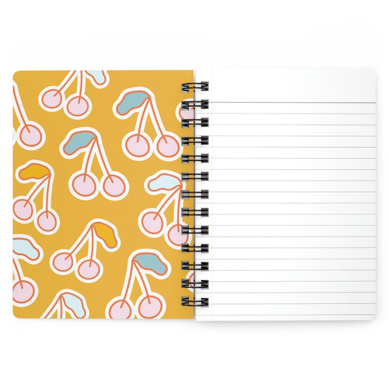 Coral Retro Cherry Print Spiral Bound Notebook | Colorful Manifestation ...