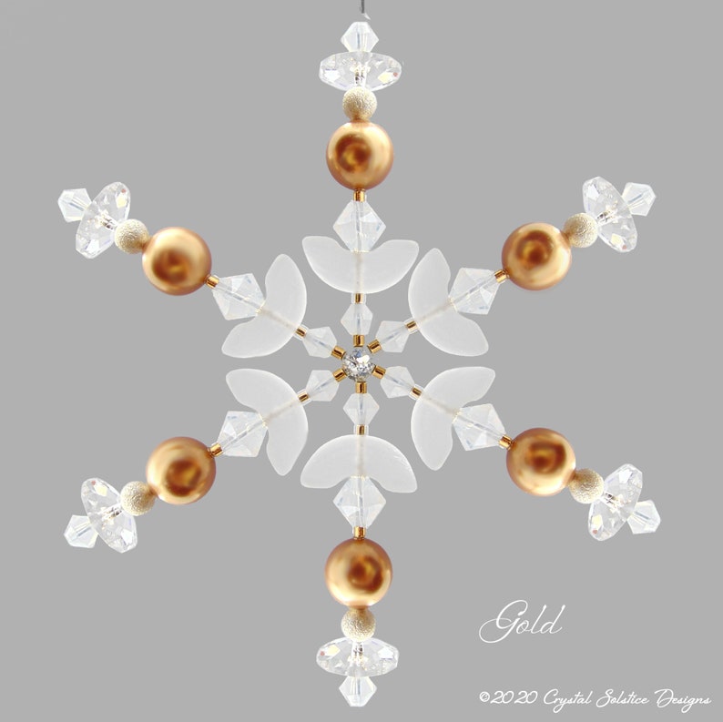 Swarovski Crystal Snowflake Ornament: Beaded Sun Catcher, Choose Color ...