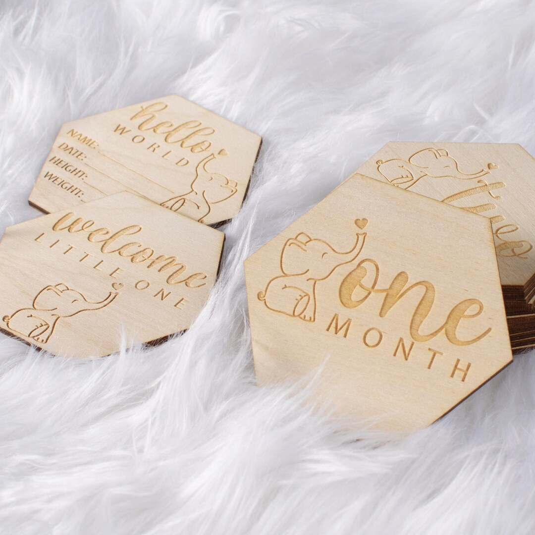 Elephant Baby Milestone Discs, Cute Elephant Laser Engraved Milestone ...