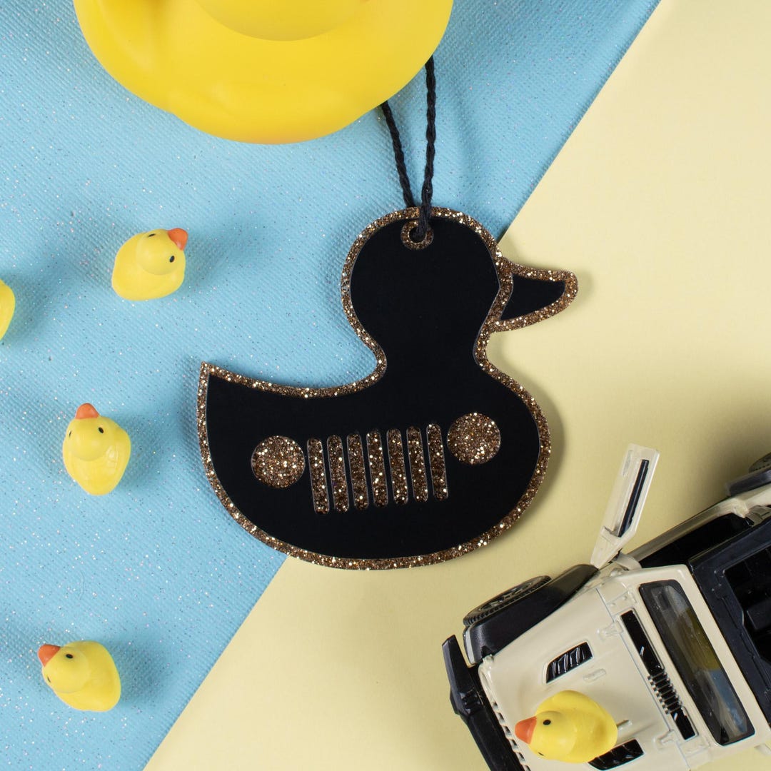 Gold Duck Car Hang, Rearview Mirror Car Decor, Rubber Duck Car Decor ...