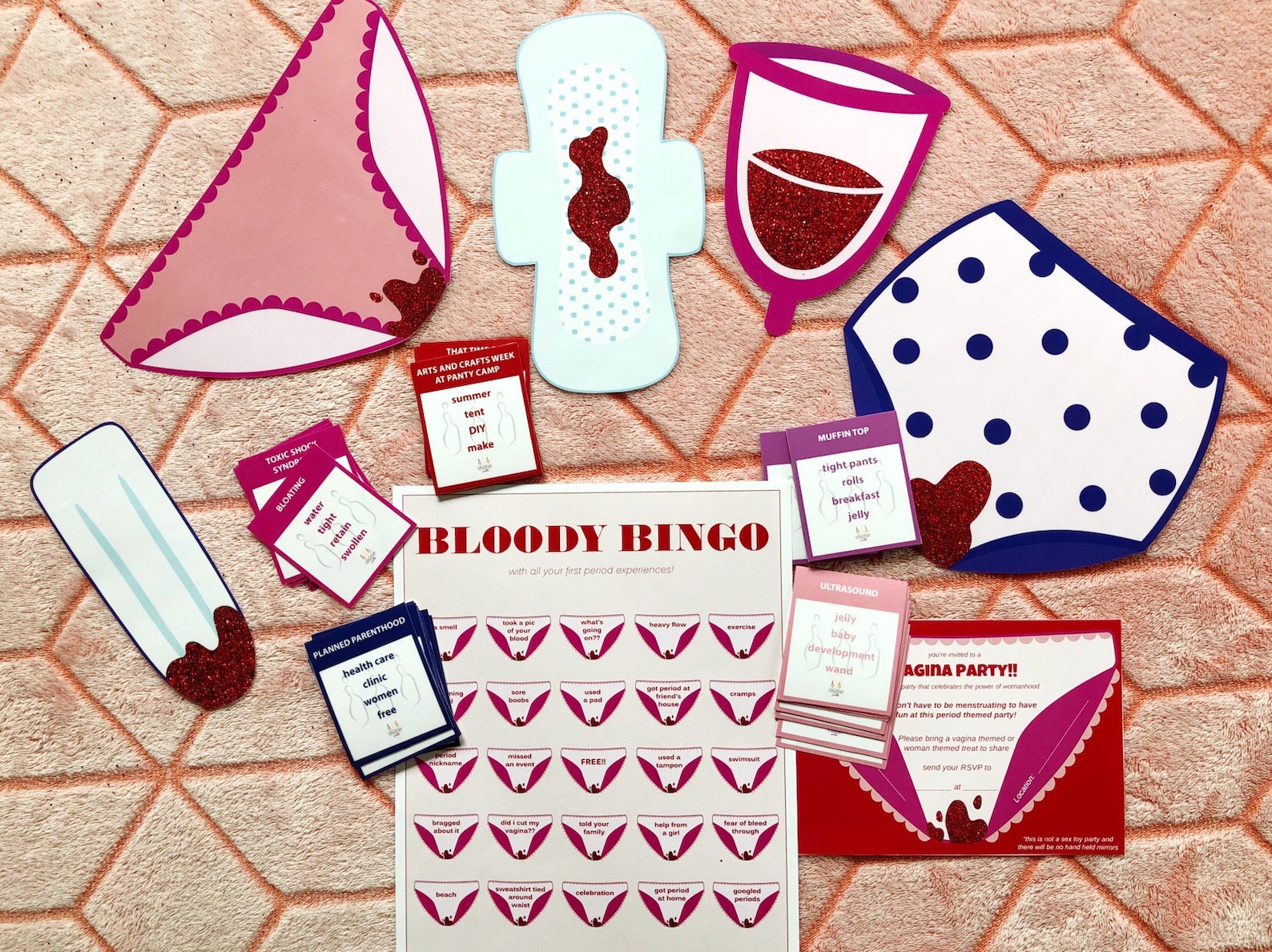 P is for Period Vagina Party Package First Moon Party Menstruation ...