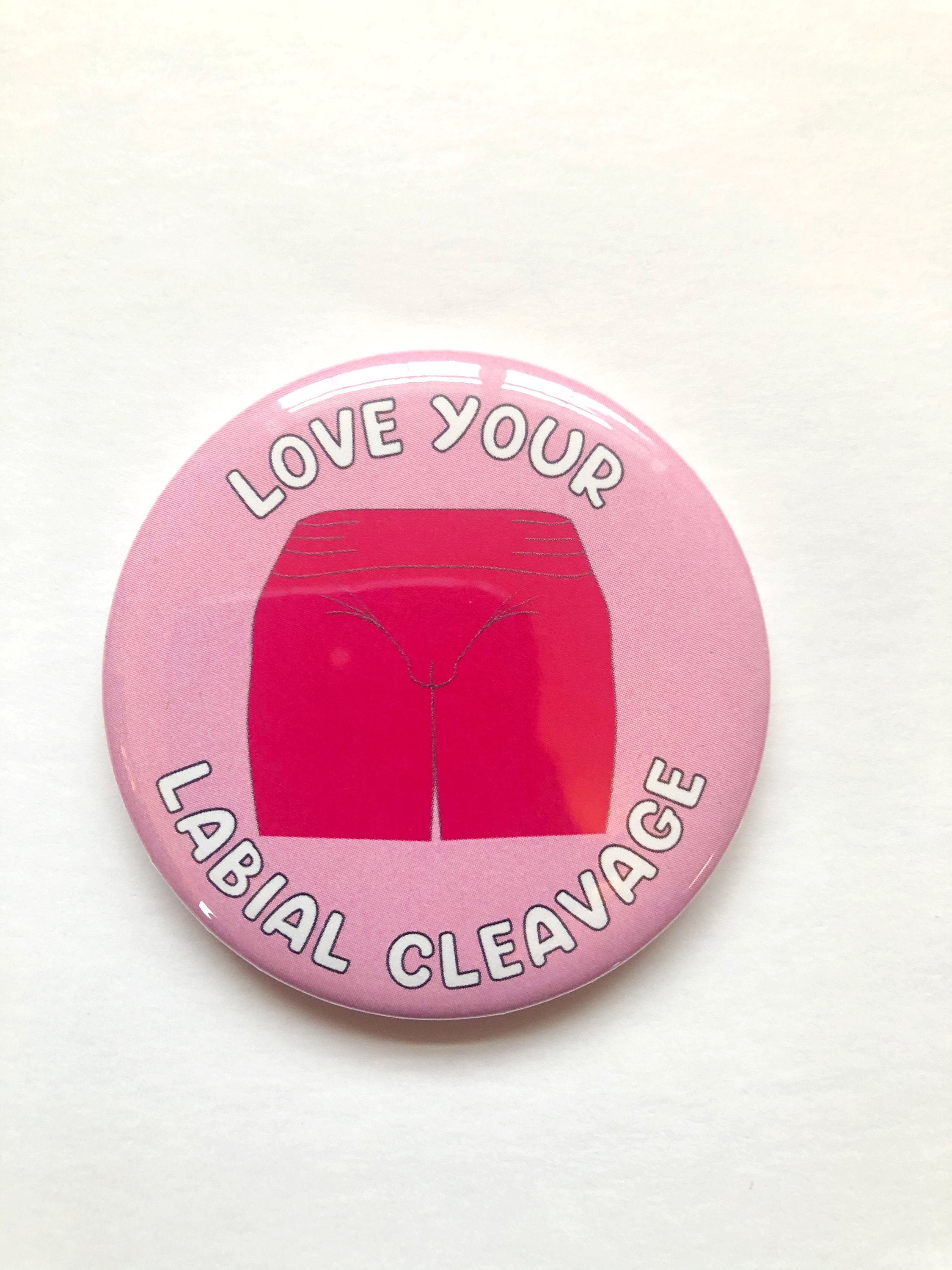 Camel Toe Button 2.25" Labial Cleavage Pinback Badge Vagina Party Prize ...