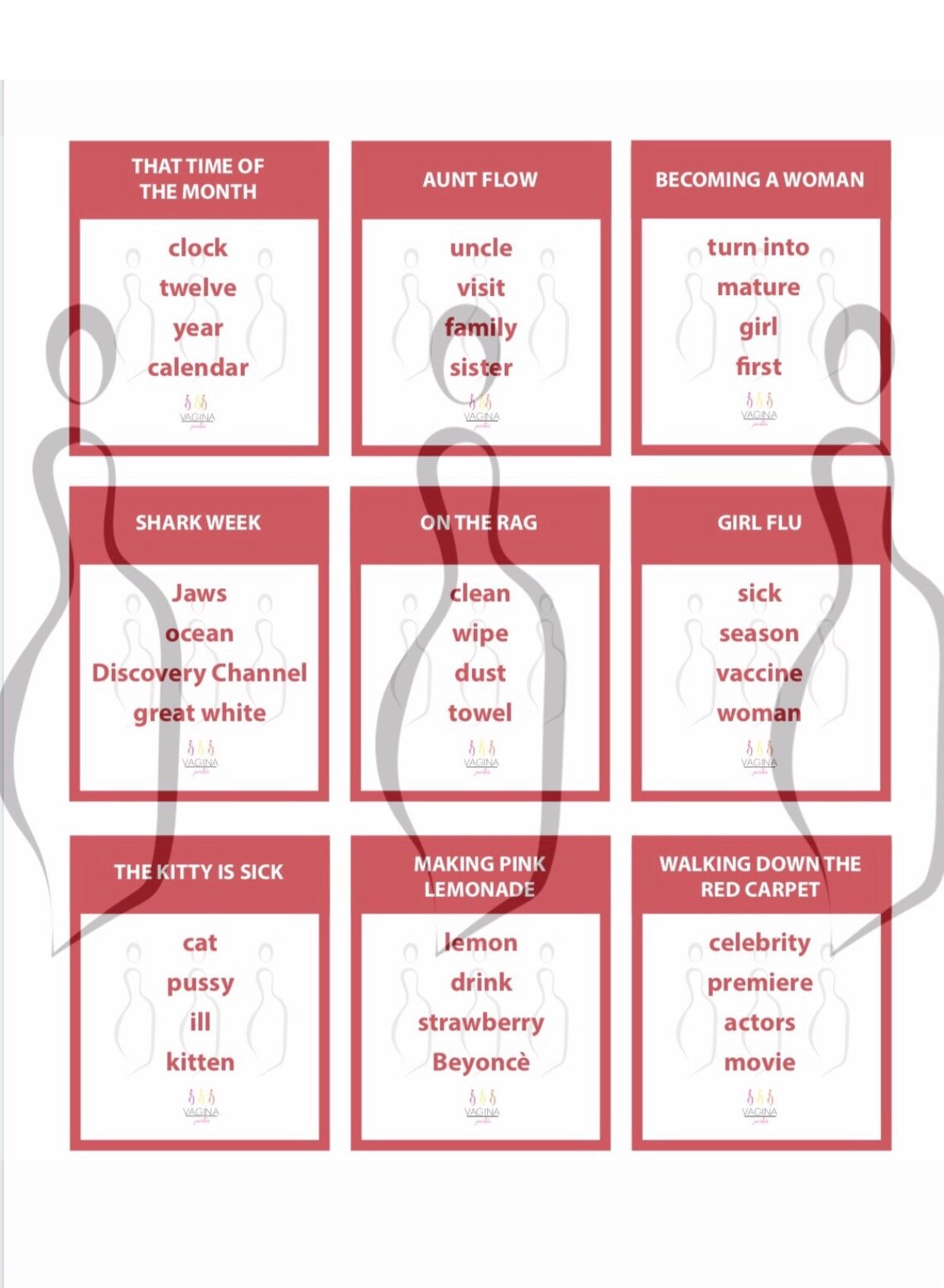 P is for Period Vagina Party Package First Moon Party Menstruation ...