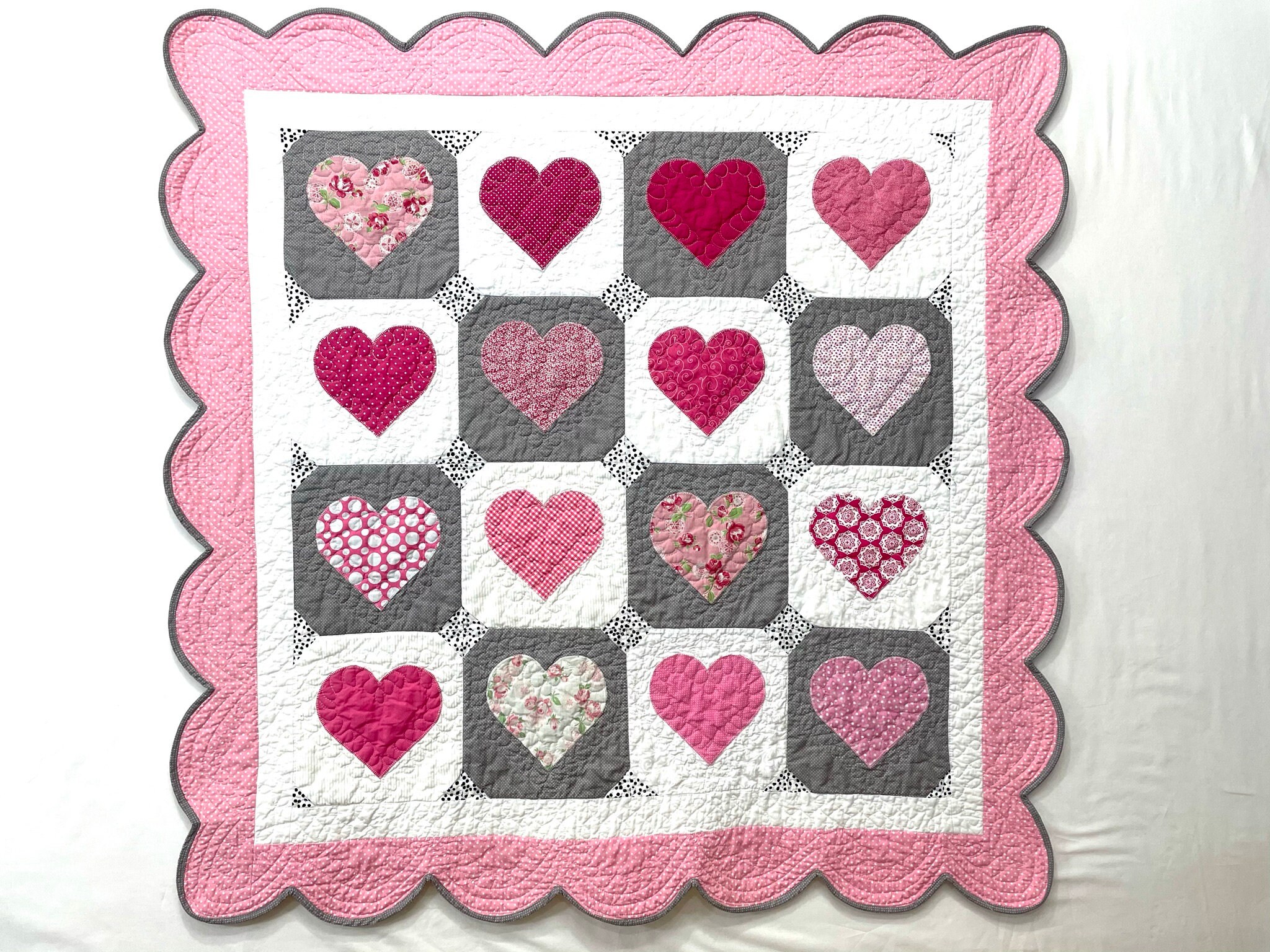 Valentine Hearts Quilt With Free Pillowcase 21001 - Etsy Denmark