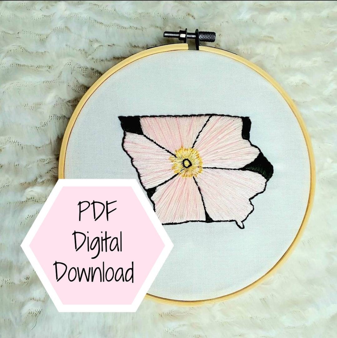 DIGITAL DOWNLOAD Iowa State Flower 6 Inch Embroidery Hoop - PDF Digital ...