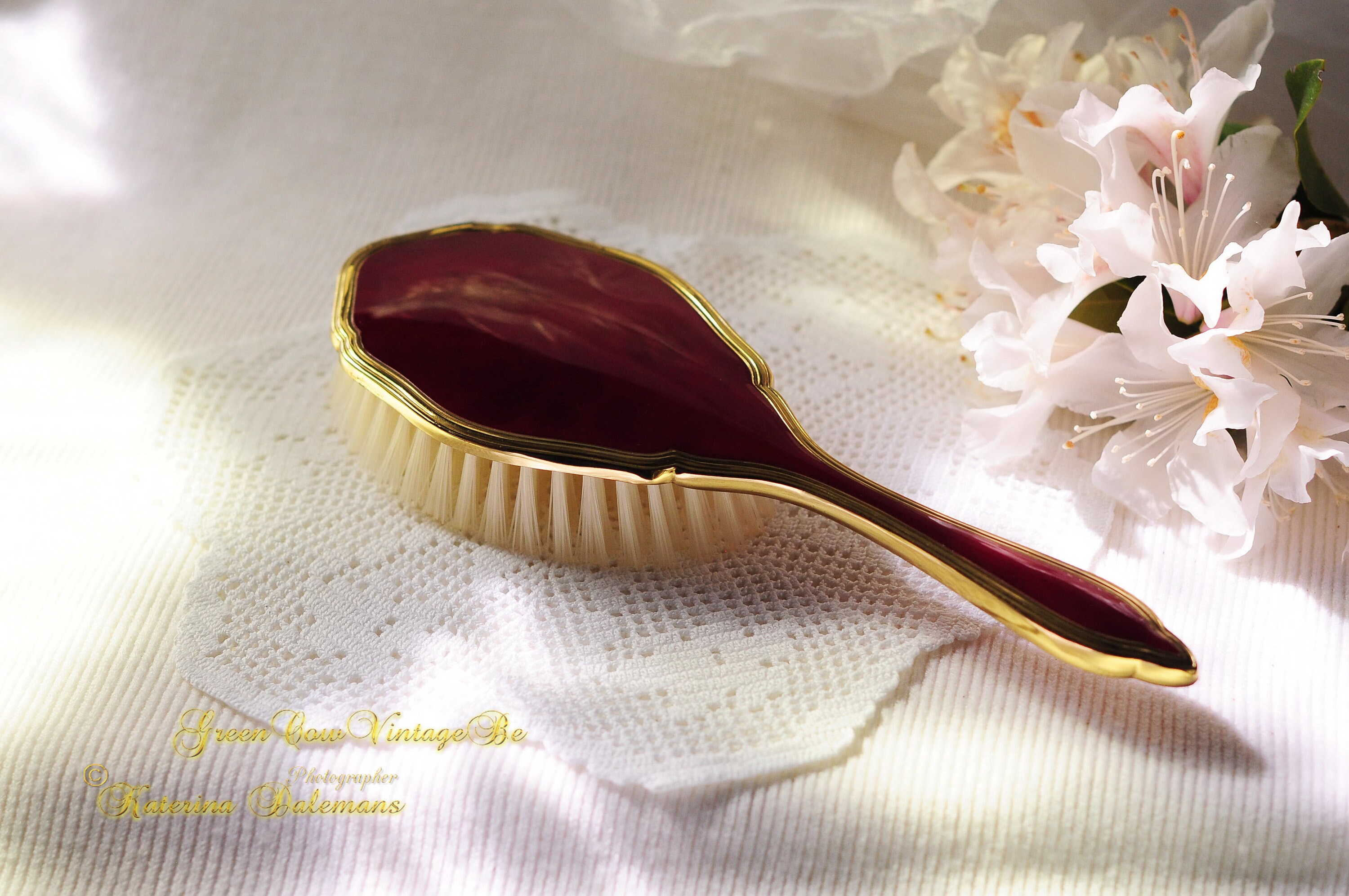 Vintage Dressing Table Set 4 Items/hair Brush/hand Mirror/сomb/red ...