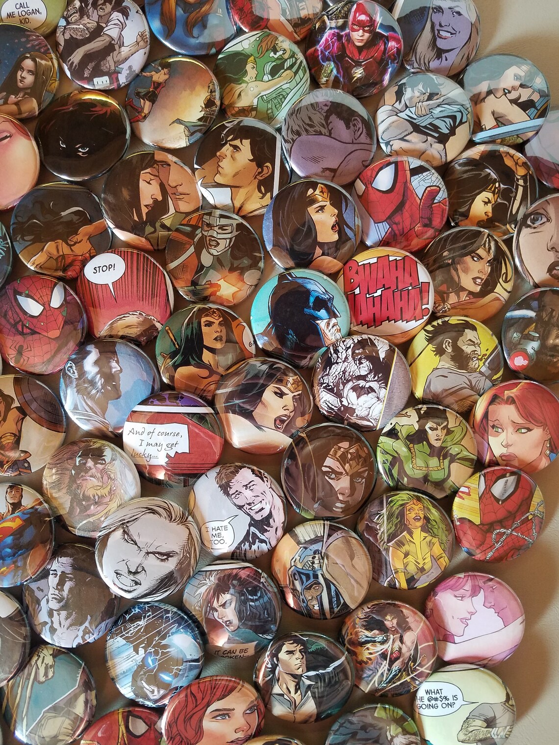 Superhero/Comic Buttons Marvel DC Custom Pinback Unique | Etsy