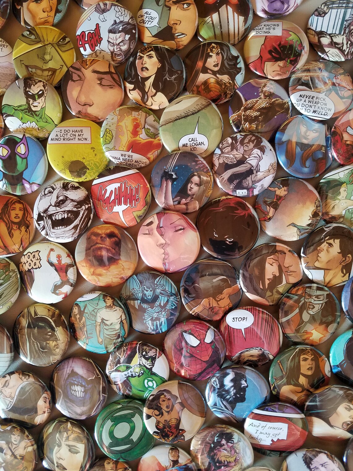 Superhero/comic Buttons Marvel DC Custom Pinback Unique | Etsy