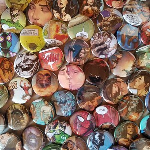 Superhero/comic Buttons, Marvel, DC, Custom, Pinback, Unique, Flair, 1. ...