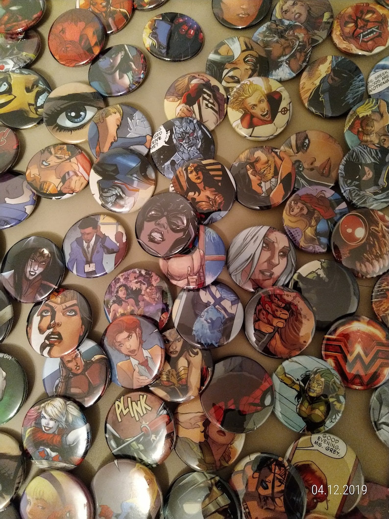Superhero/comic Buttons, Marvel, DC, Custom, Pinback, Unique, Flair, 1. ...