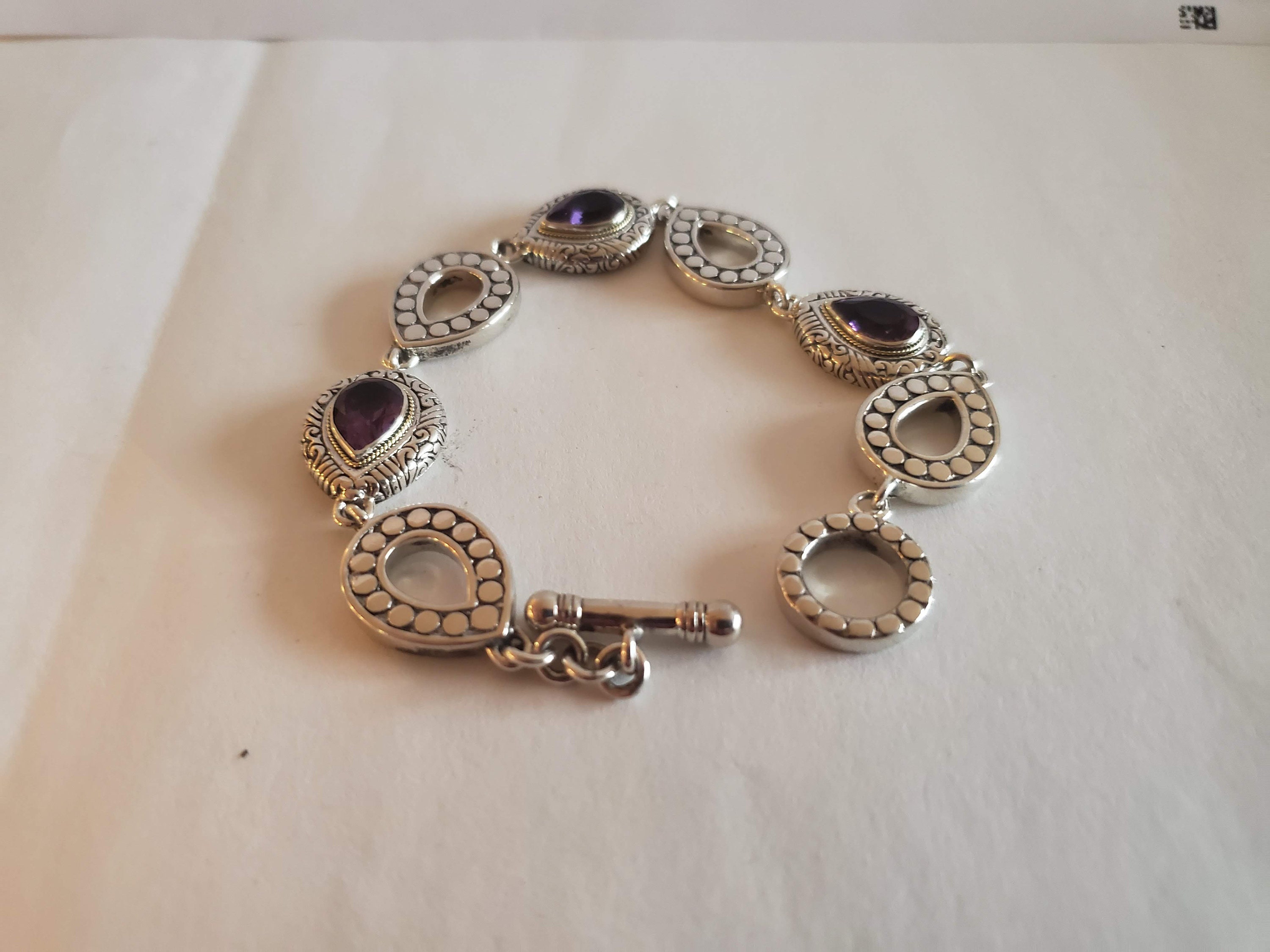 Buy Balinese Style Hand Crafted Bracelet With Amethyst Semi Precious ...