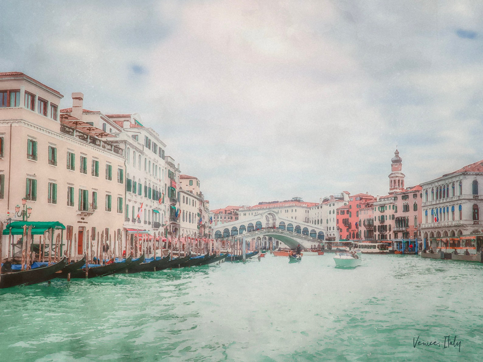 8 X 10 Venice, Italy View of the Rialto Bridge and the Grand Canal ...
