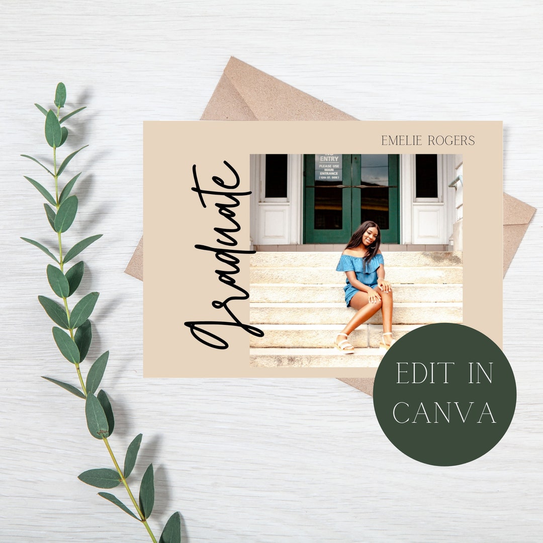 Graduation, Senior, Invitation, Grad Announcement, Canva, Editable ...