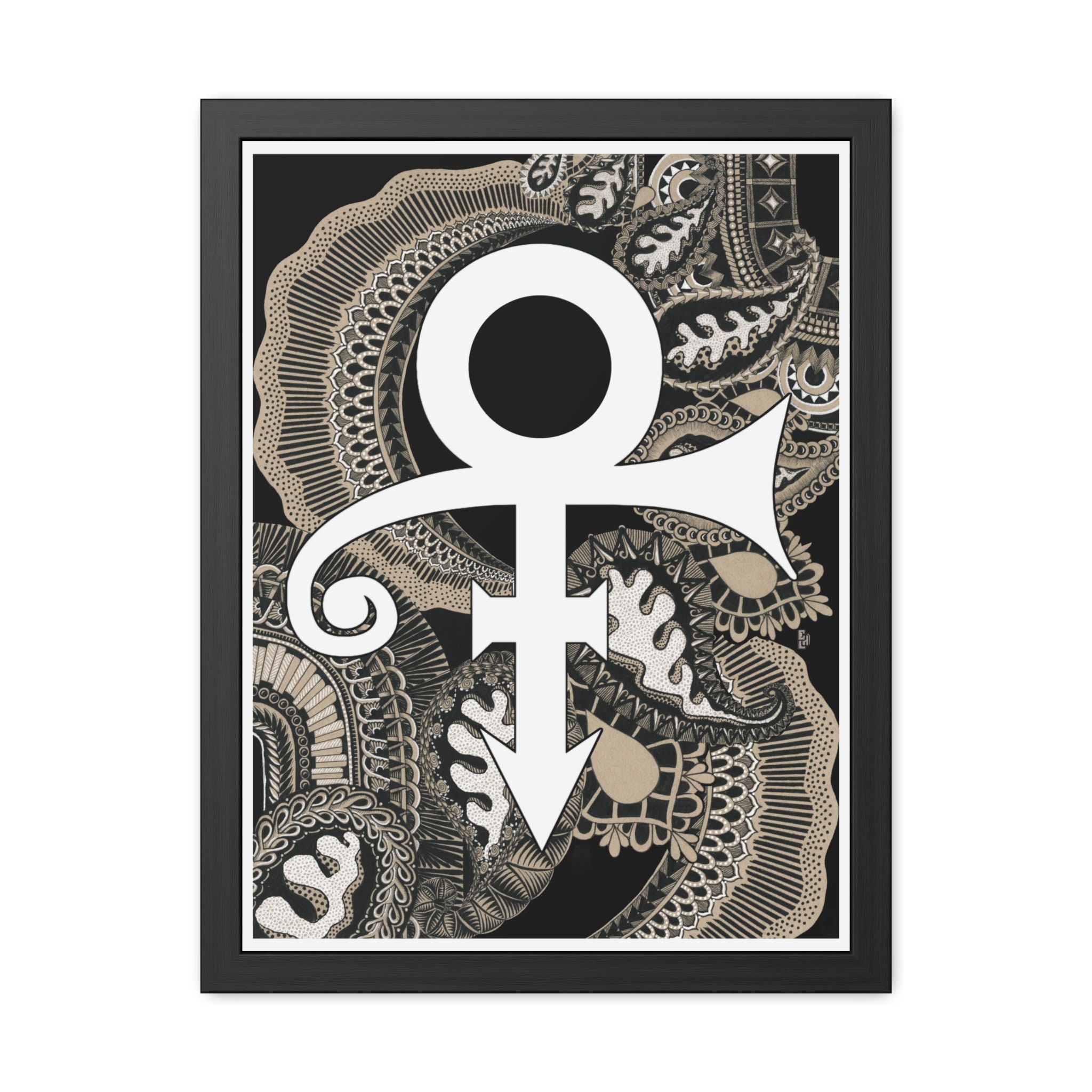 Prince Symbol With Paisleys Fine Art Black and White Print Poster - Etsy