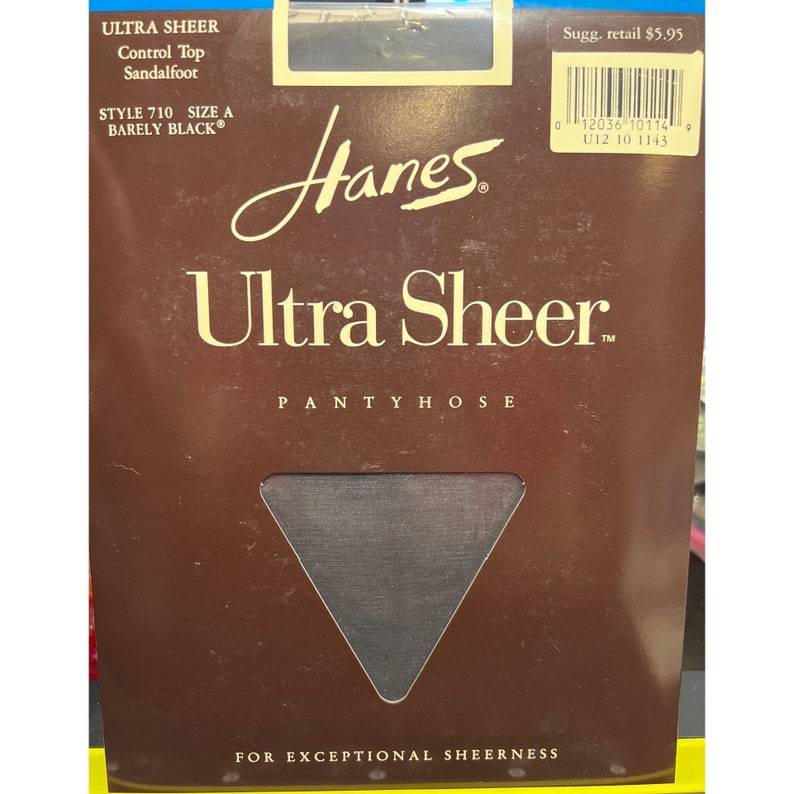 Vintage 1995 Hanes Ultra Sheer Pantyhose Control Top Barely Black Size ...