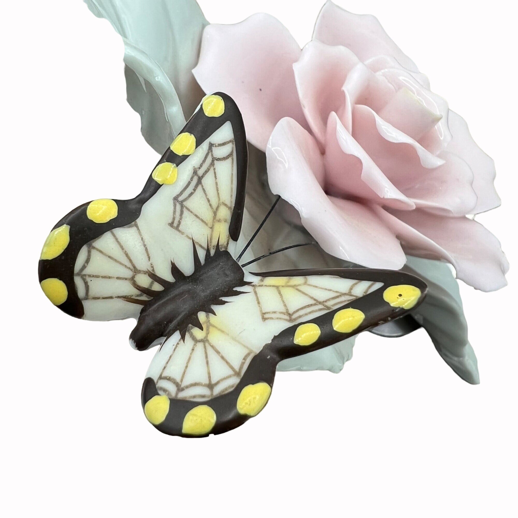 Vintage Porcelain Sculpture Realistic Rose With Butterfly Figure ...