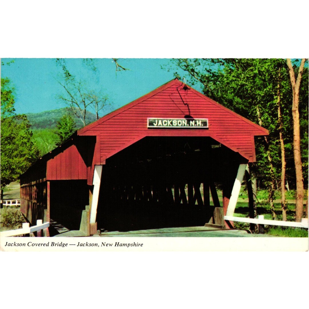 Vintage Jackson Covered Bridge White Mountains New Hampshire Not ...