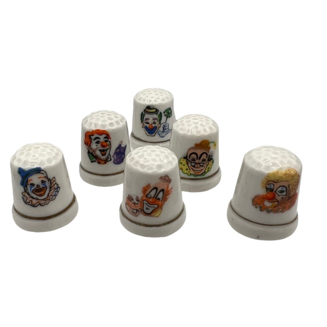 Clown Thimble Bone China Porcelain Lot of 6 Vintage - Etsy