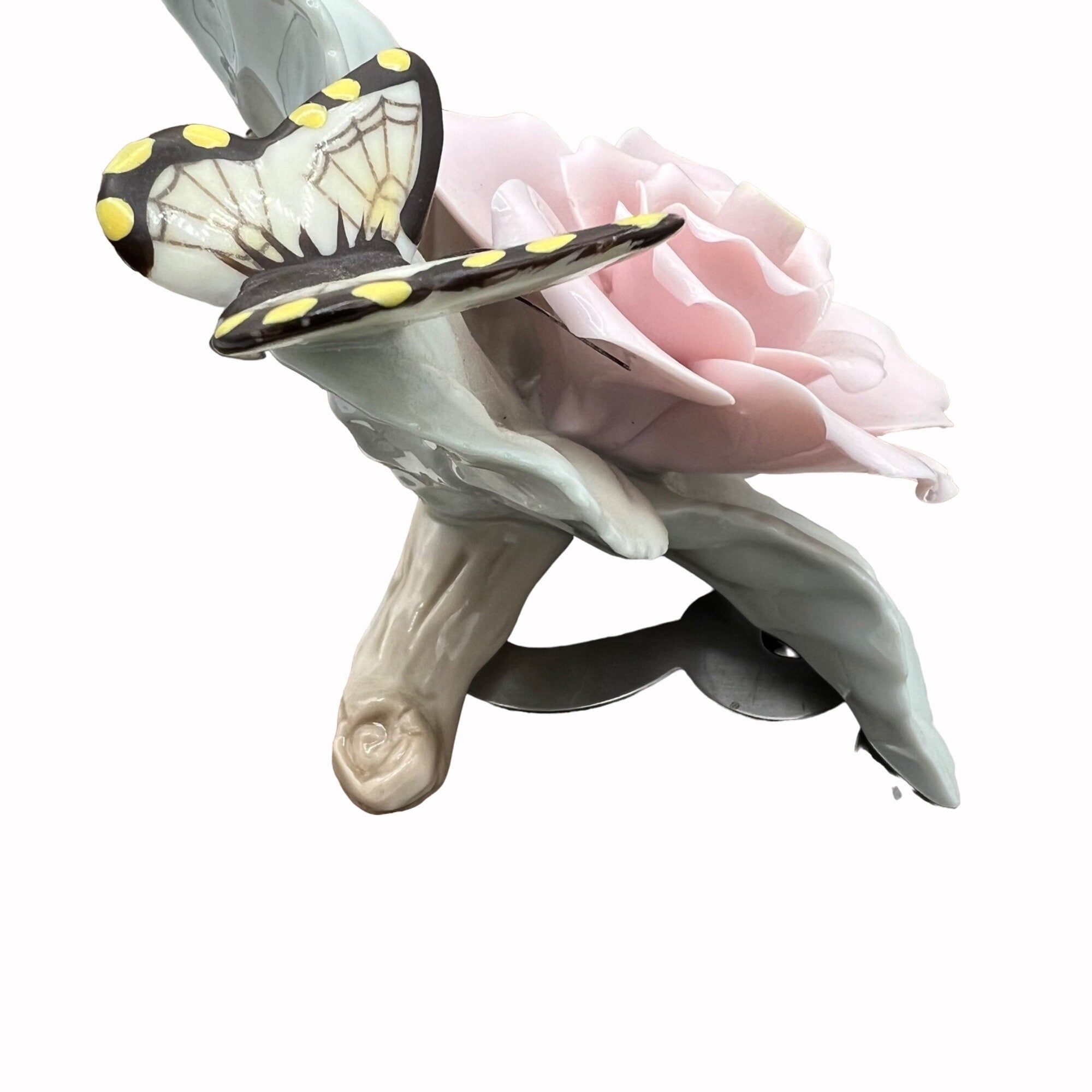 Vintage Porcelain Sculpture Realistic Rose With Butterfly Figure ...