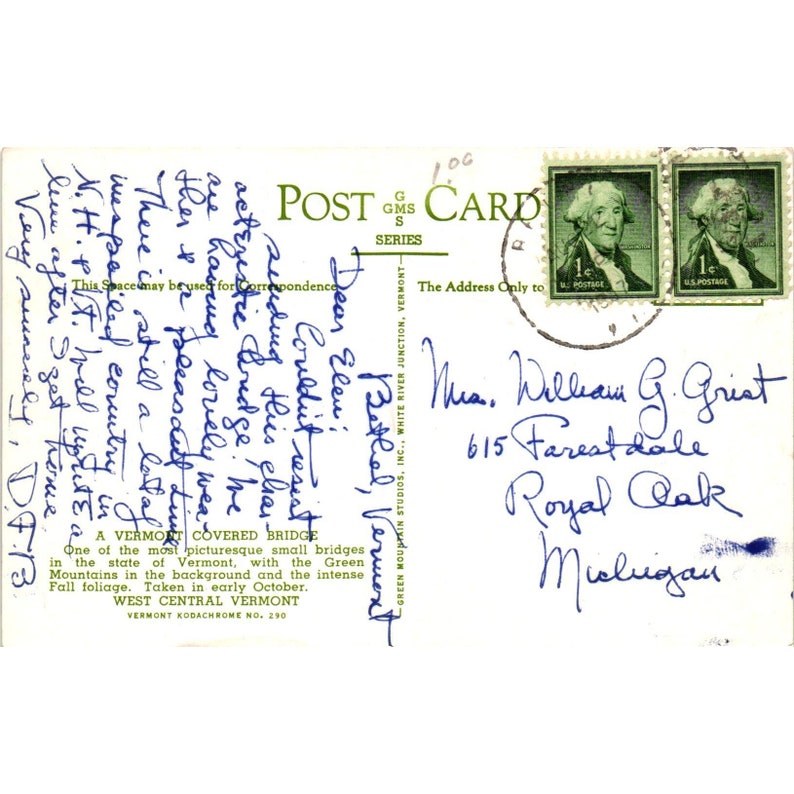 Vermont Covered Bridge Green Mountains West Central Vermont Postcards ...
