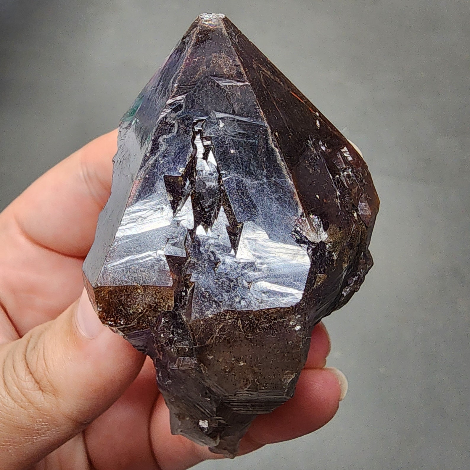 Rare Trigonic Record Keeper Amethyst Point From Brazil - Rough Dark ...