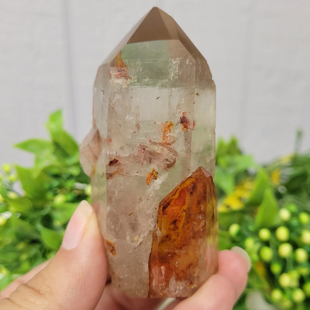 Clear Quartz Point With Hematite Inclusion From Brazil - Etsy