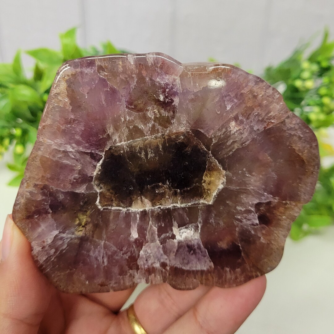 Super Seven Crystal Slice With Geometric Lines - Etsy