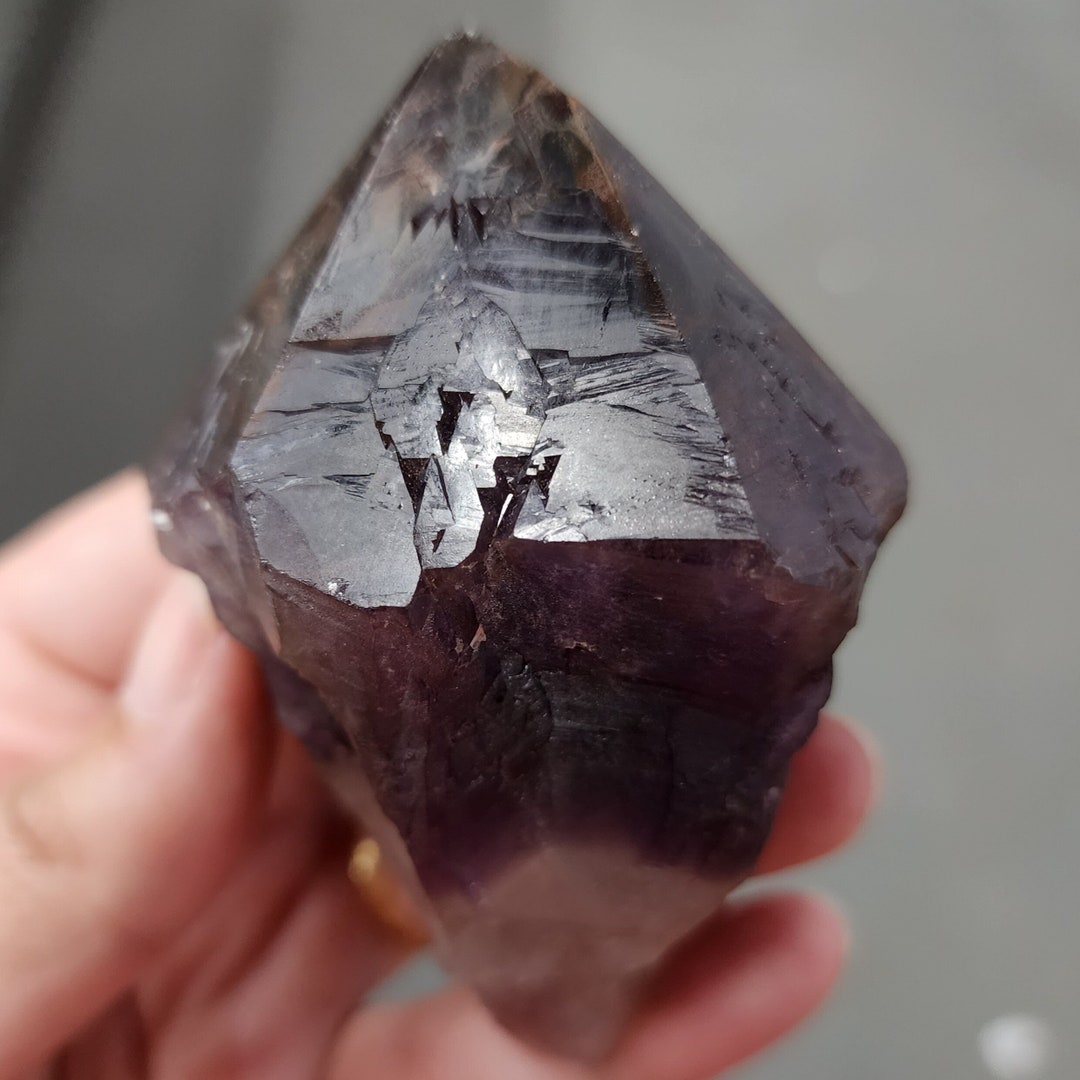 Rare Trigonic Record Keeper Amethyst Point From Brazil - Rough Dark ...