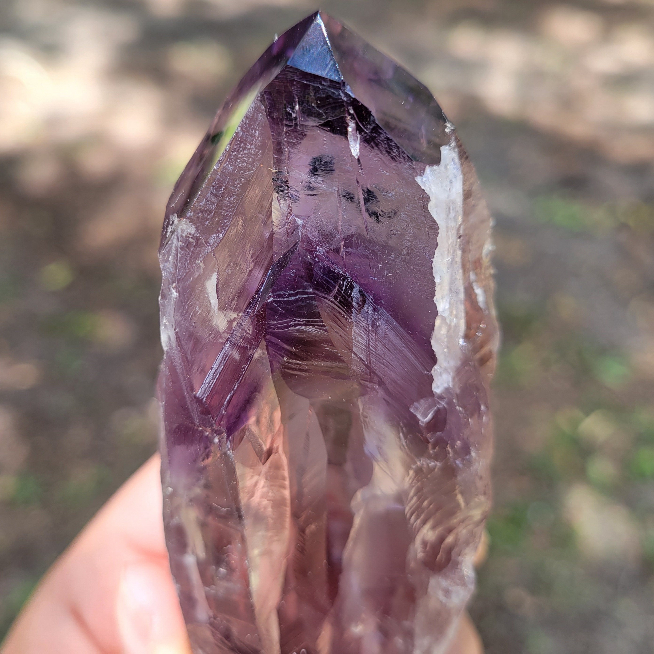 Semi Polished Amethyst Root Point with Phantom and Hollandite | Etsy