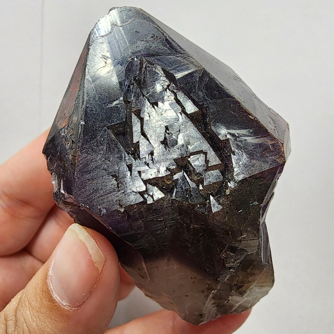 Rare Trigonic Record Keeper Amethyst Point From Brazil - Rough Dark ...