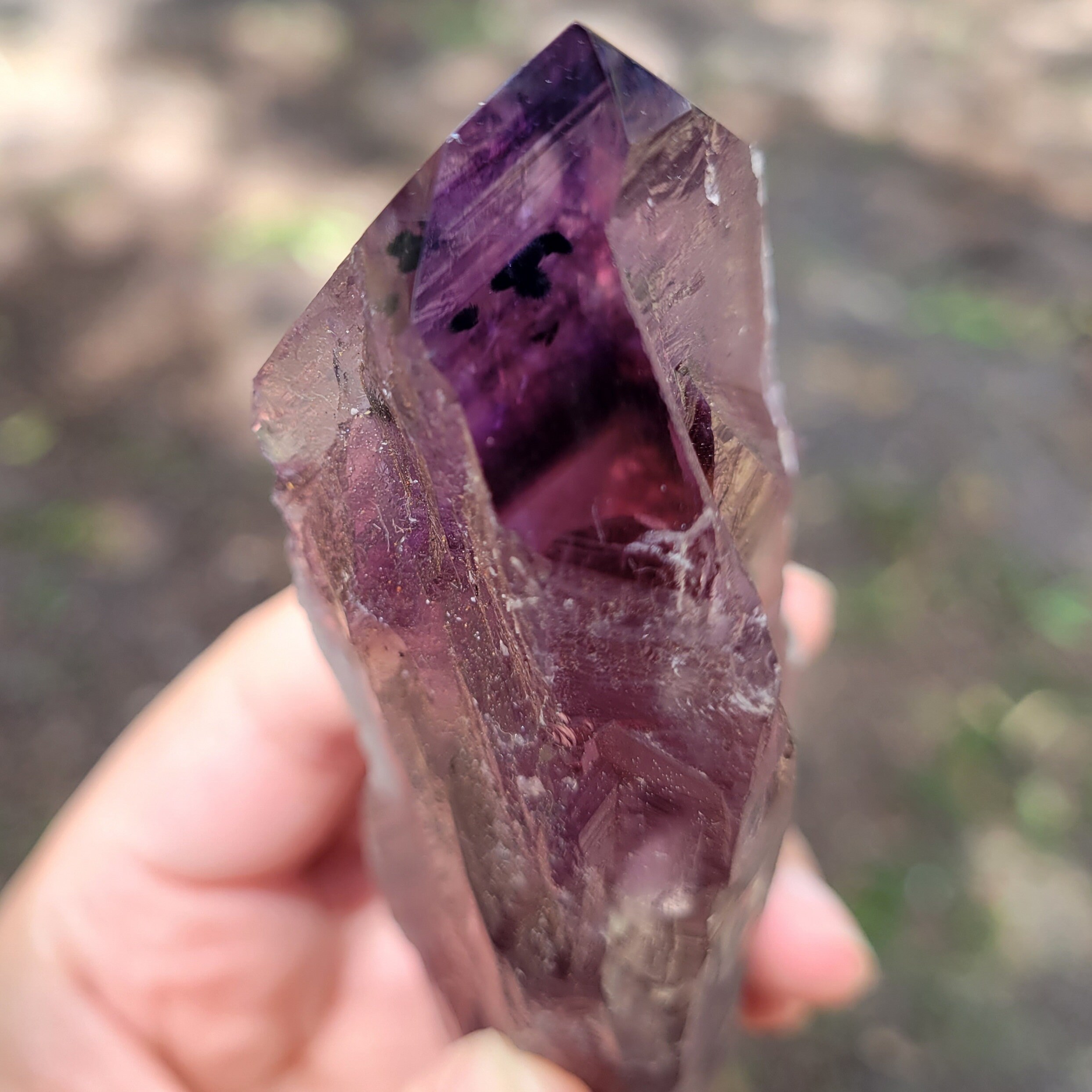 Semi Polished Amethyst Root Point with Phantom and Hollandite | Etsy