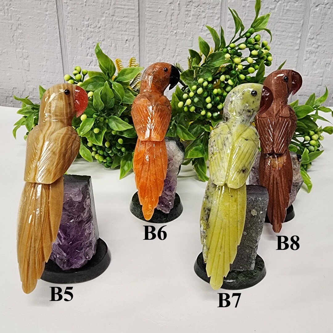 Gemstone Bird Sculpture - Small Handmade Macaw - Etsy
