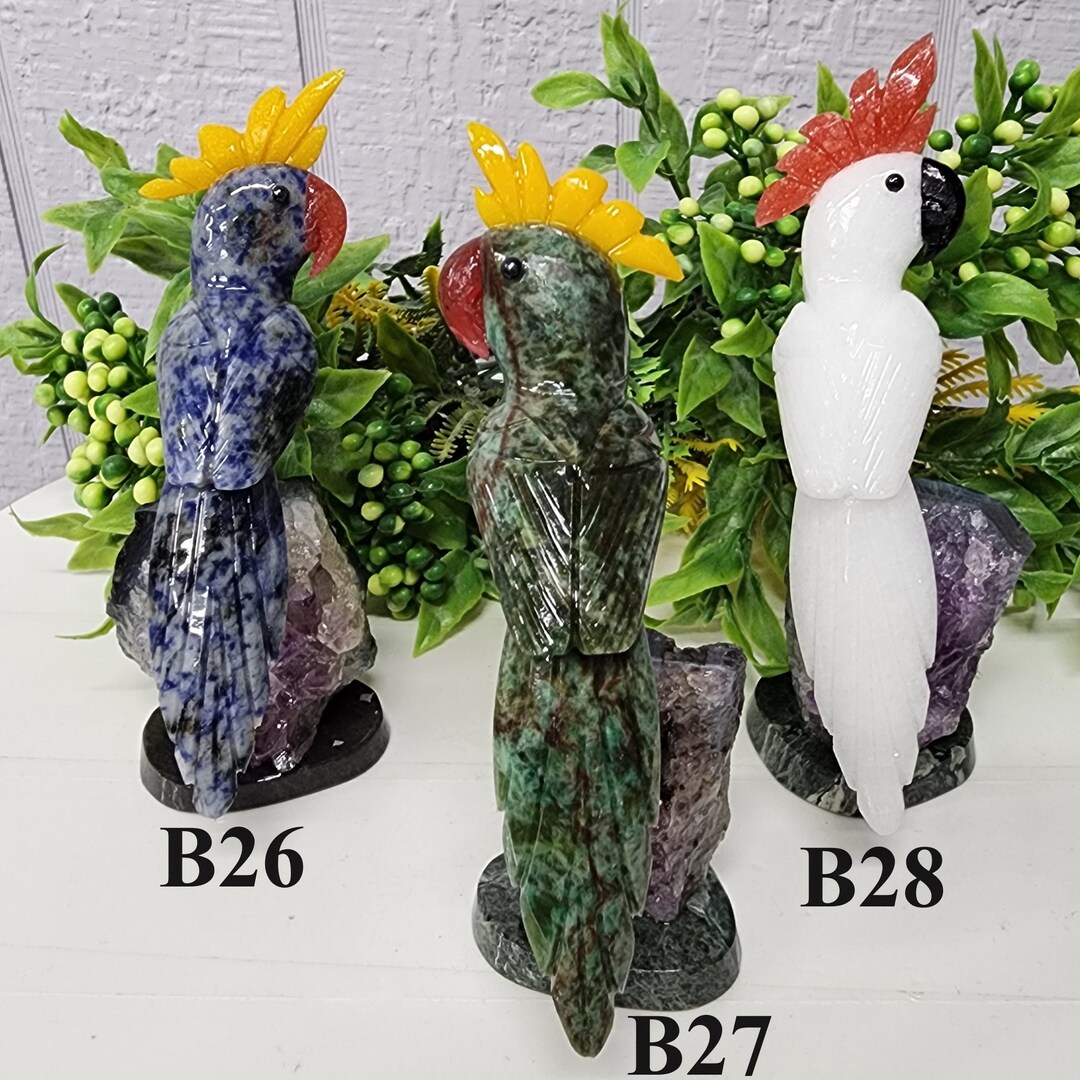Gemstone Bird Sculpture - Small Handmade Cockatoo - Etsy