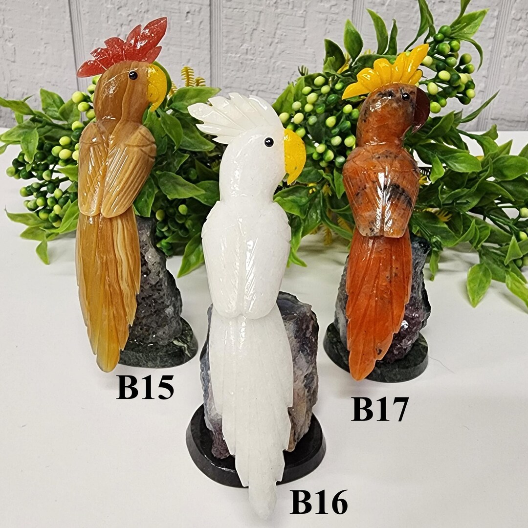 Gemstone Bird Sculpture - Small Handmade Cockatoo - Etsy