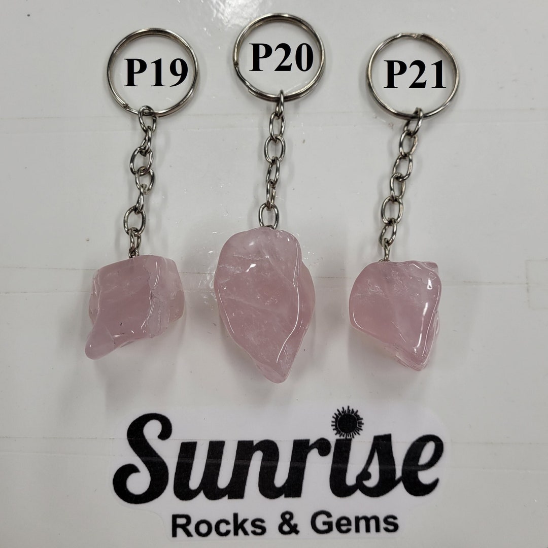 Tumbled Rose Quartz Keychain - Gemstone Keychain - Etsy