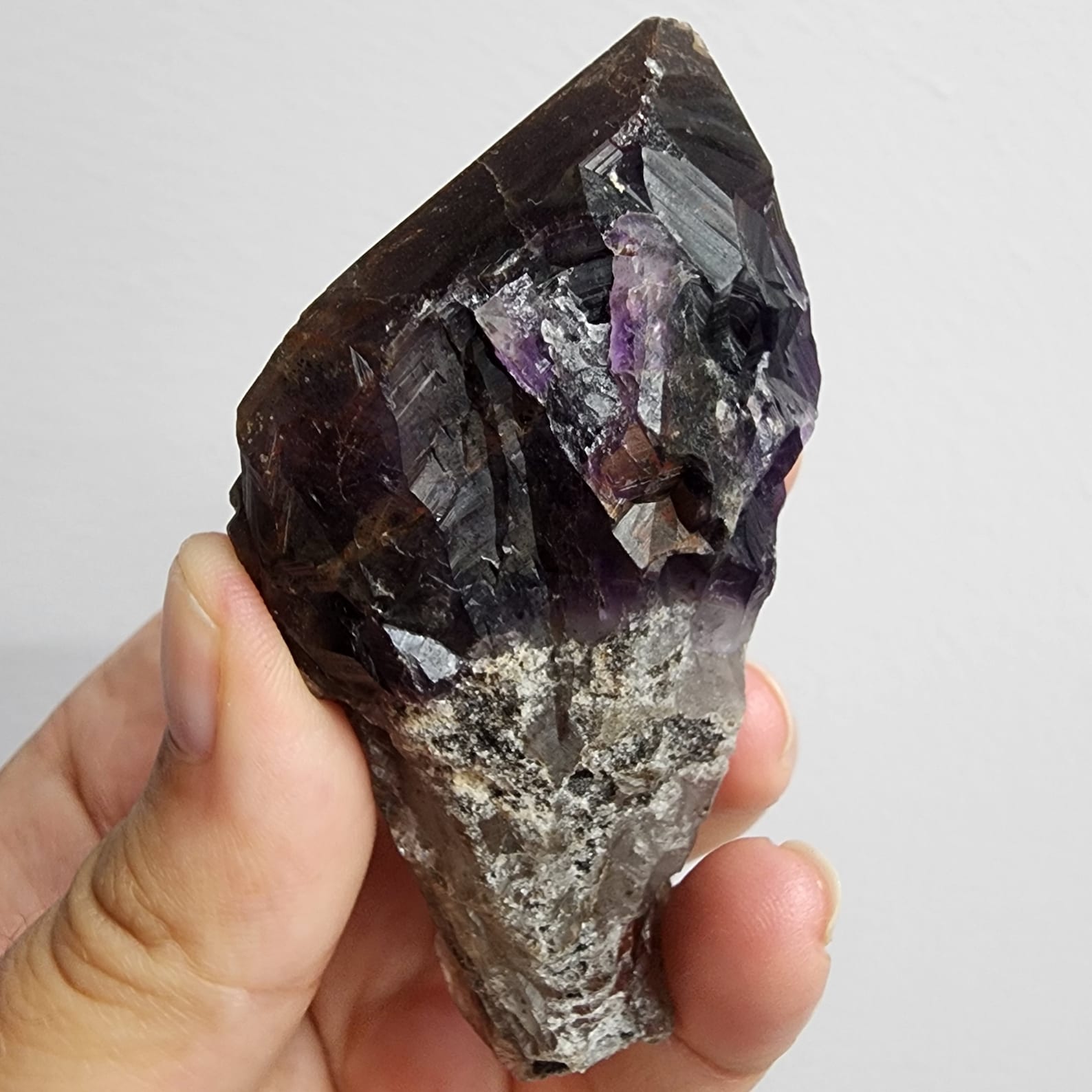 Rare Trigonic Record Keeper Amethyst Point From Brazil - Rough Dark ...